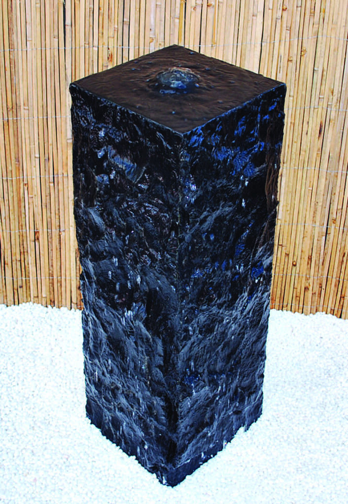 Chiseled Basalt Fountain, 12" Base | Cascade Stoneworks