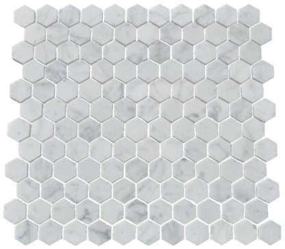 1" Carrara Marble Hex Mosaic | Cascade Stoneworks