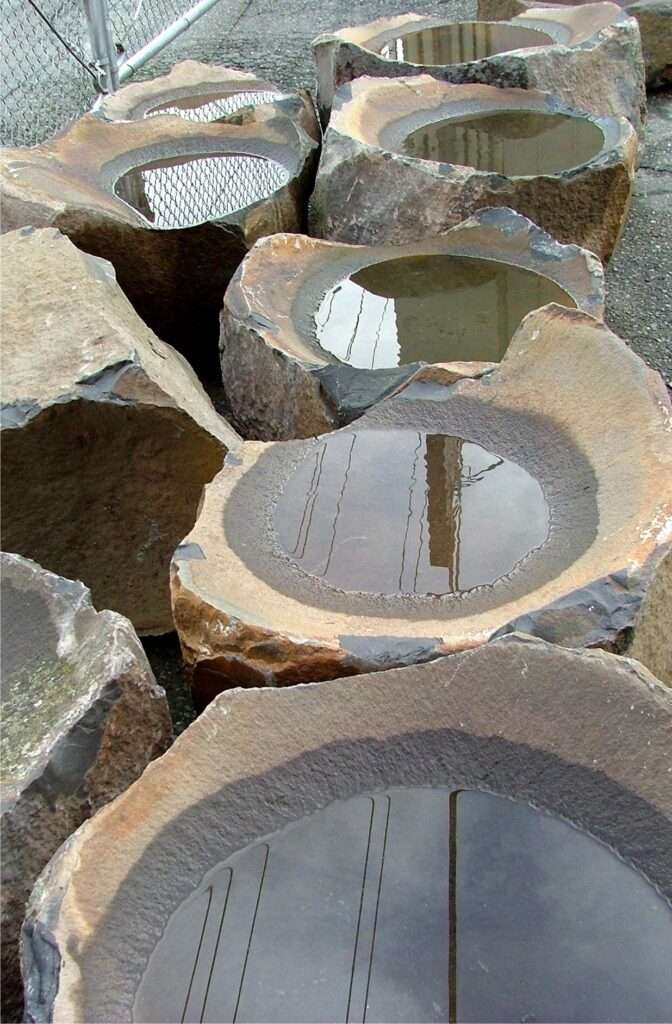 Basalt Dish Rock Fountains | Cascade Stoneworks