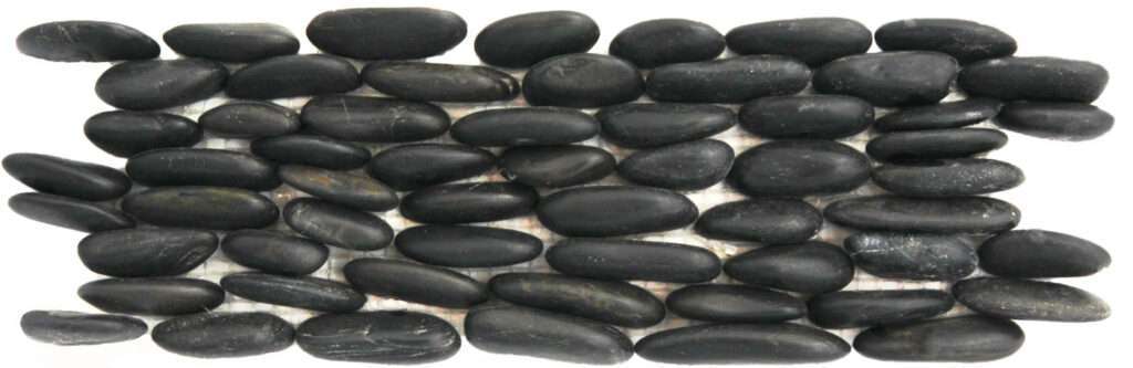 Standing Polished Black Pebble Tile, 4" X 12" | Cascade Stoneworks