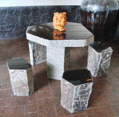 Basalt Table & Chairs | Cascade Stoneworks