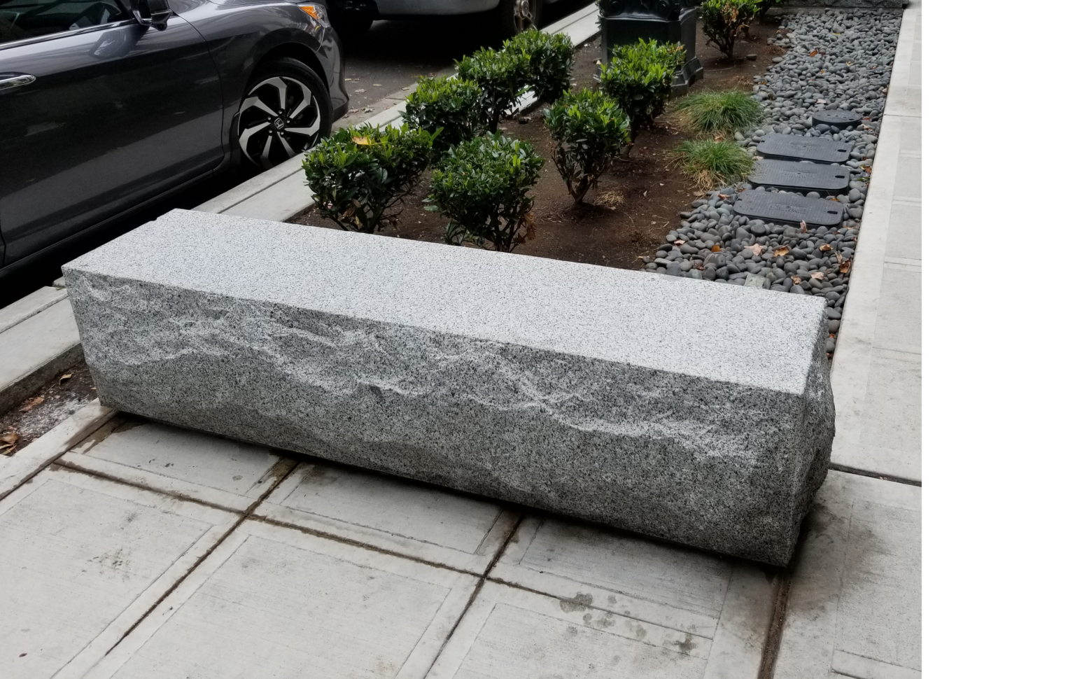 Granite Block Bench, Top Cut And Polished, Sides Chiseled, 18" T X 14 ...